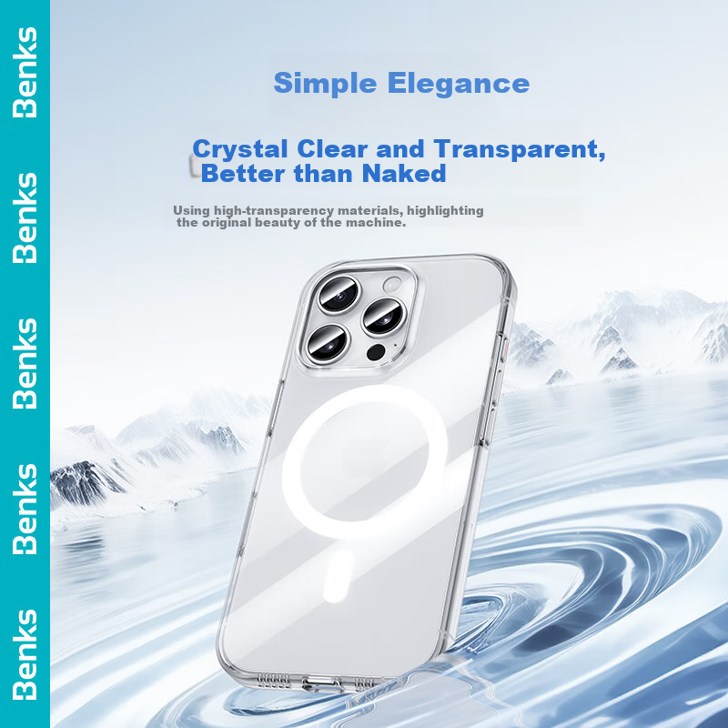 Benks Магнитный чехол для iPhone 16 Pro Max с прозрачным покрытием Ice Crystal Цвет：Прозрачный чехол Ice Crystal