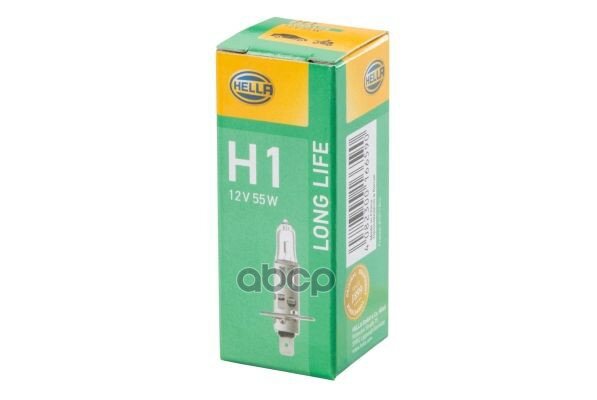 Лампа! (H1) 55W 12V P14.5S галогенная увеличенный срок службы Long Life HELLA арт. 8GH002089351