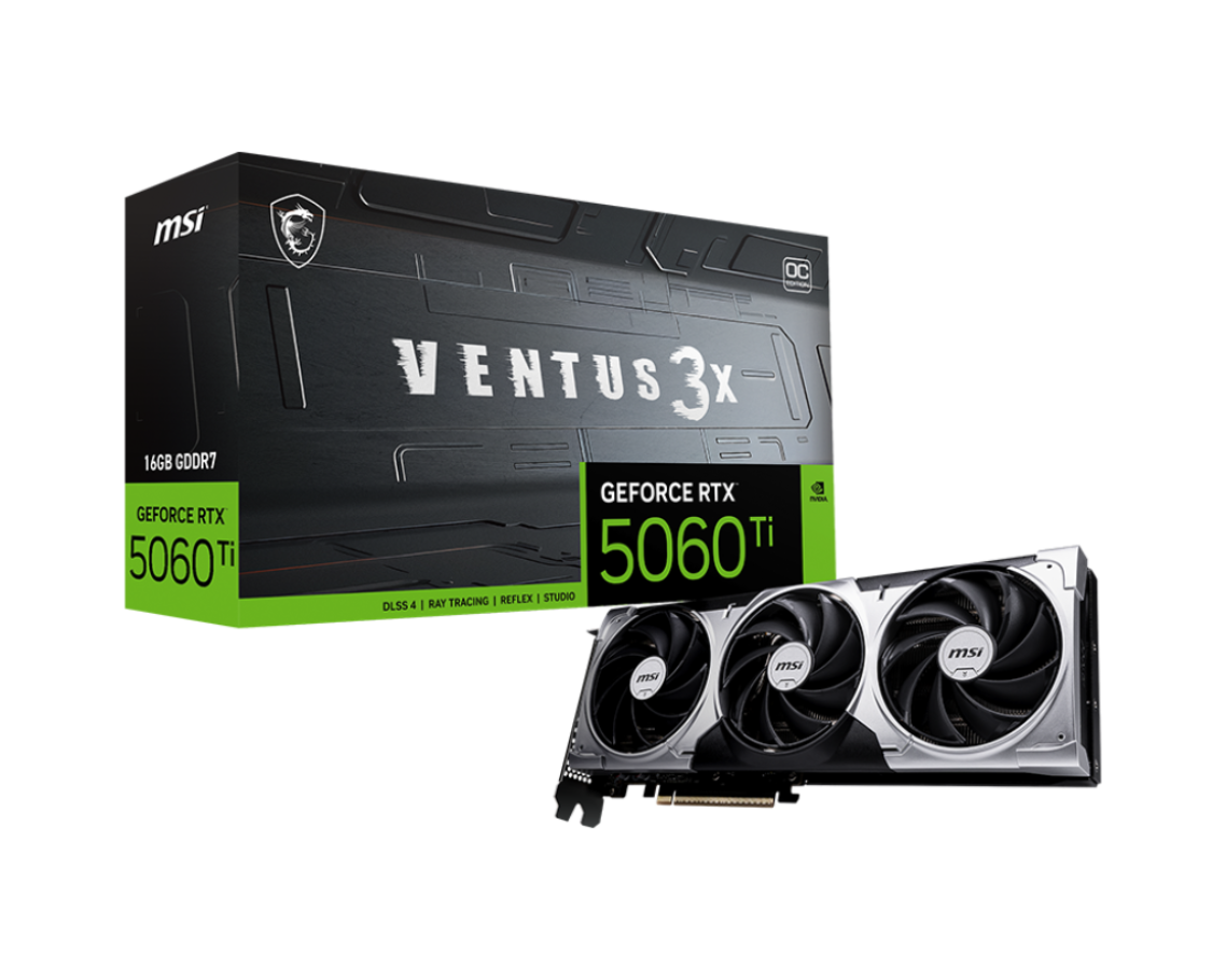 Видеокарта MSI GeForce RTX 5060 Ti 16G VENTUS 3X OC (G506T-16V3C), Retail