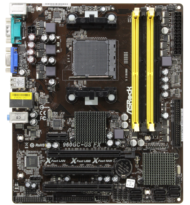 Материнская плата ASRock 960GC-GS FX, AM3+, 4 слота DDR2/3, пассивное охлаждение