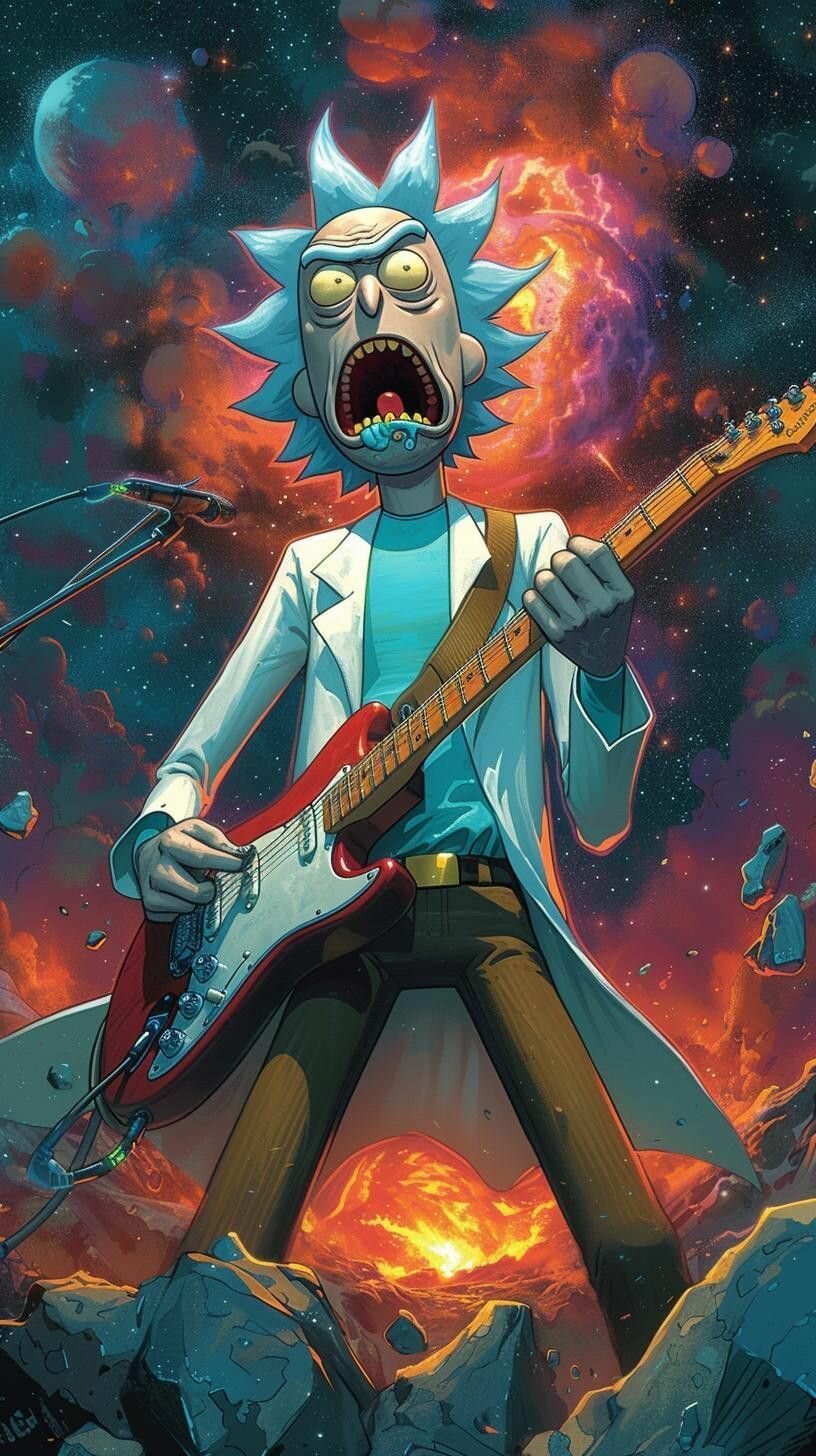 Алмазная Картина "Рик И Морти" 5D Круглый Бриллиант 30х40 См.