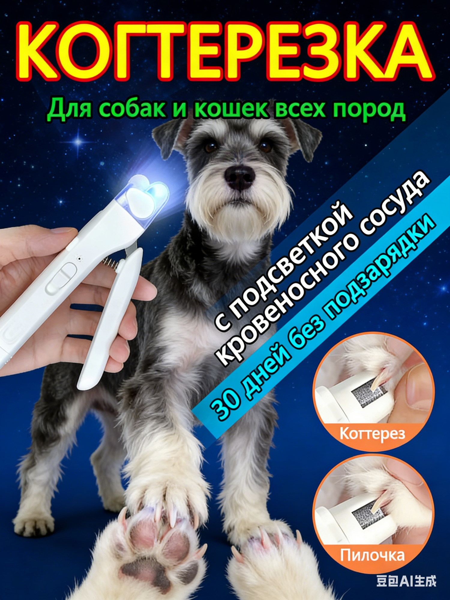 Безопасные когтерезки для собак с ограничителем и подсветкой