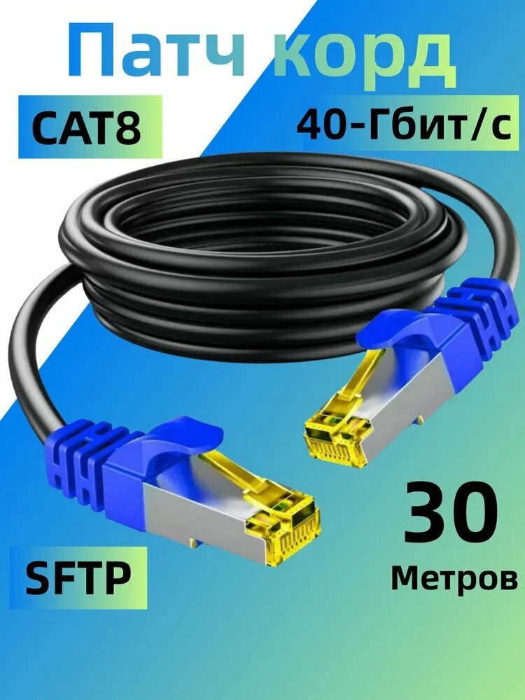 AYC-Link Кабель для интернет-соединения RJ-45/RJ-45, 30 м, голубой