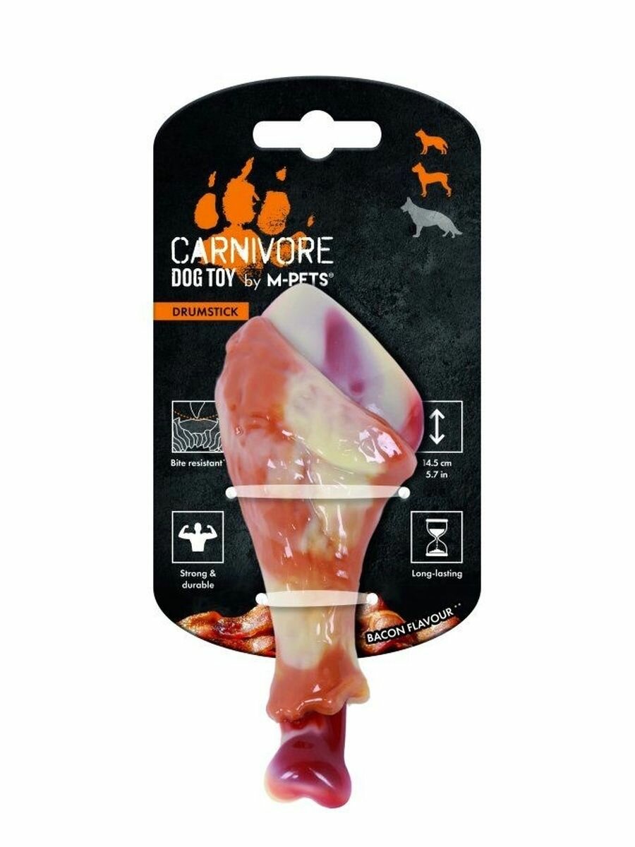 Игрушка для собак Карнивор голень, вкус бекона, красная M-PETS 14,5 см