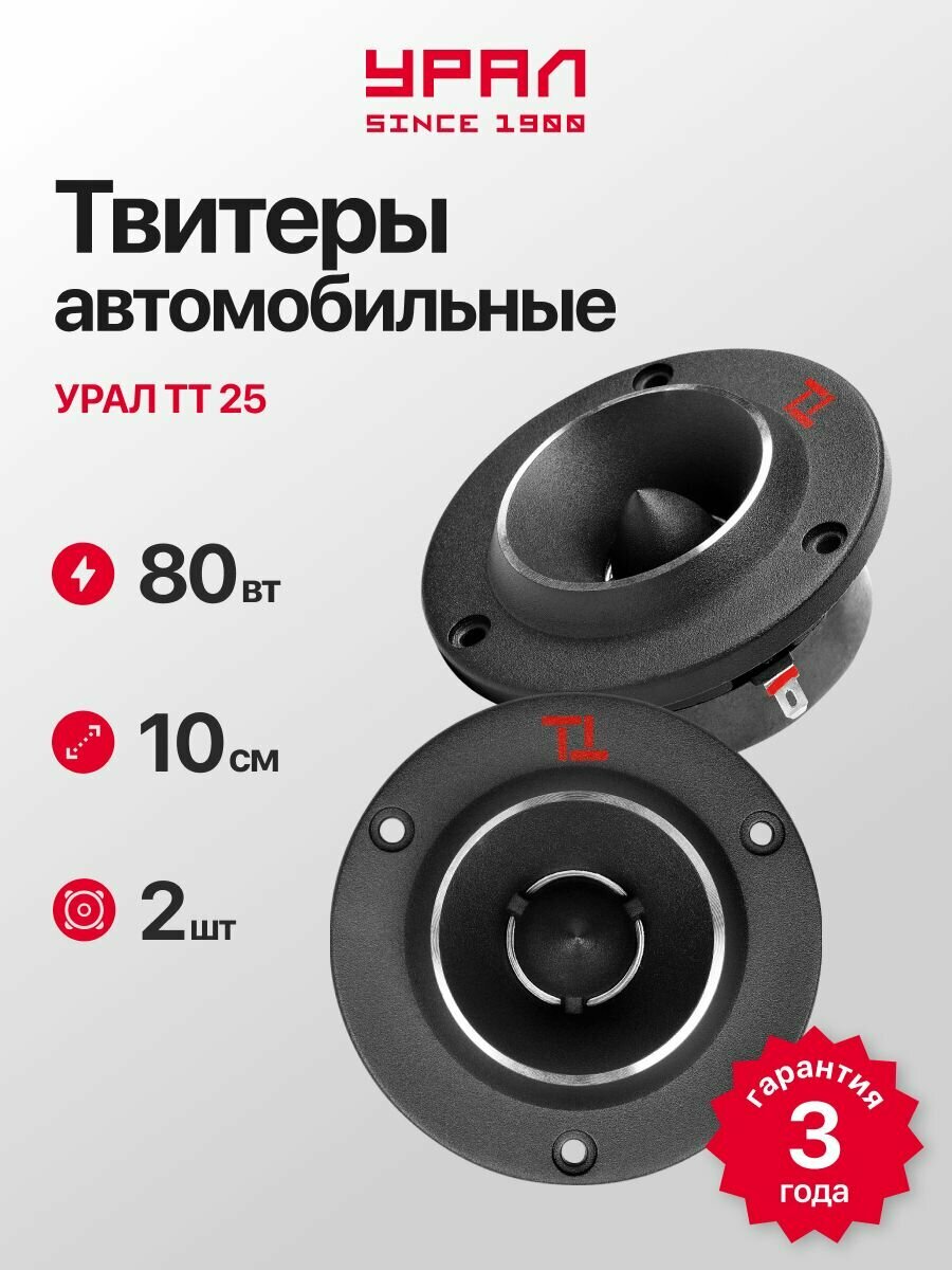 Акустика Твитер Урал ТТ 25 (2 шт.) размер 10 см.