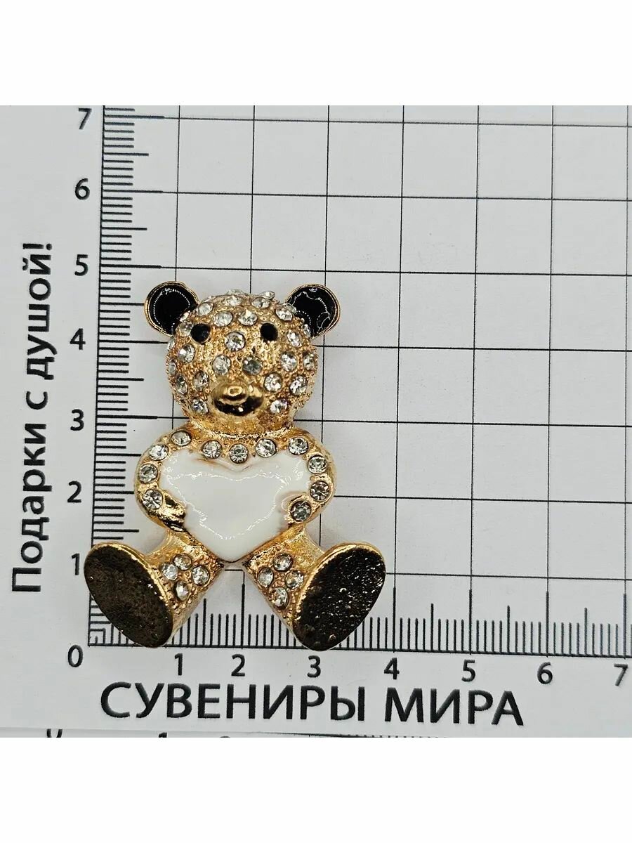 Мишка магнит со стразами на холодильник