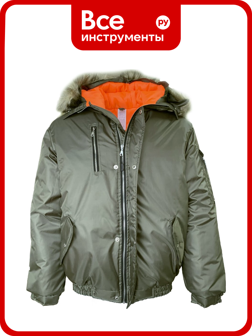 Куртка Спрут Аляска короткая, хаки, р. (48-50) 96-100/170-176 130240, для зимы холодной осени климатический пояс