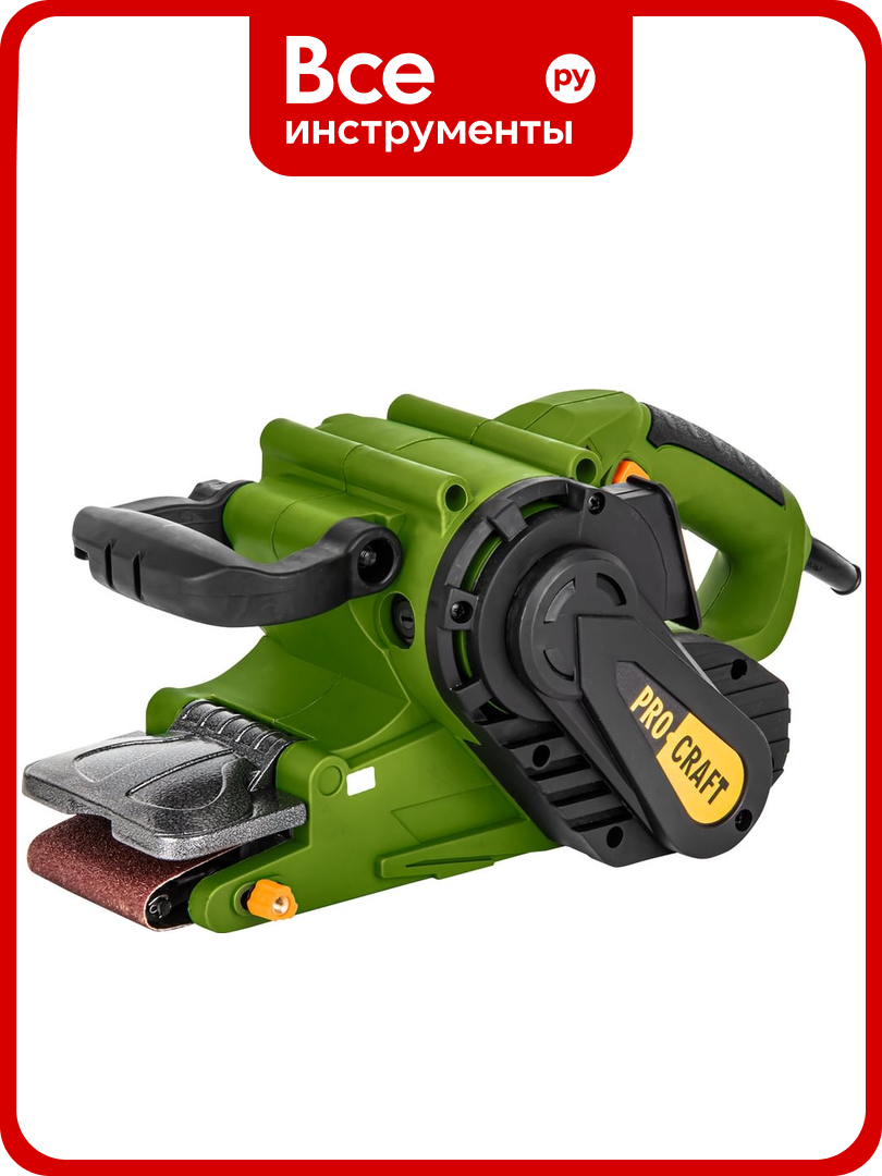 Ленточная шлифовальная машина PROCRAFT PBS1600 полупрофессиональная модель с щеточным двигателем, защитой от перегрева