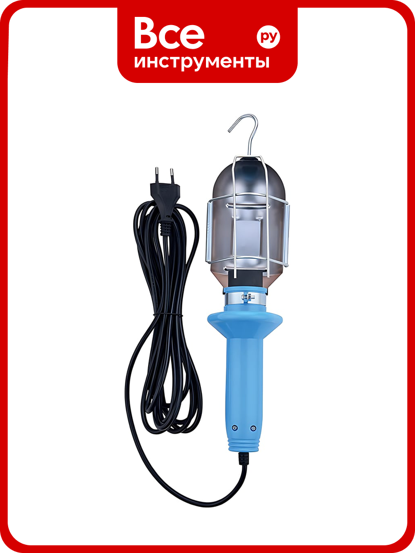 Переносная лампа 60Вт 10м Electroline 60999, освещение, ударопрочный корпус, крючок для подвешивания