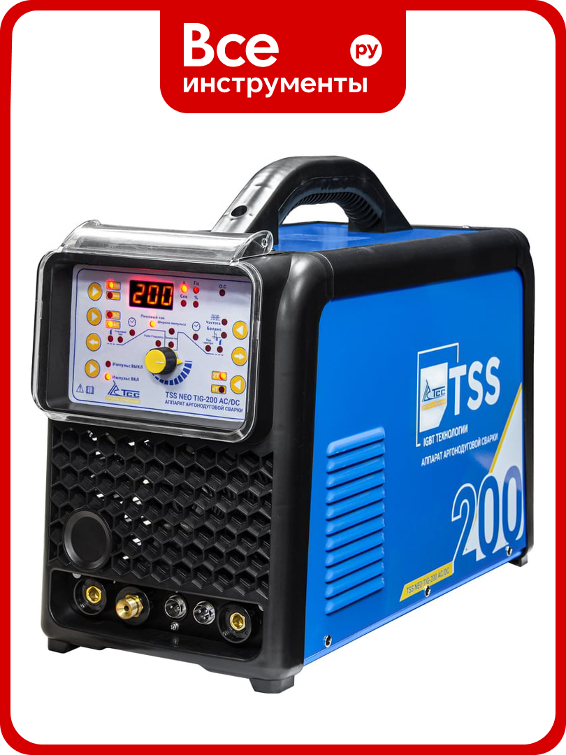 Аргонодуговой сварочный аппарат ТСС NEO TIG-200 AC/DC для сварки алюминия, 200А, импульсный режим, бытовой класс,