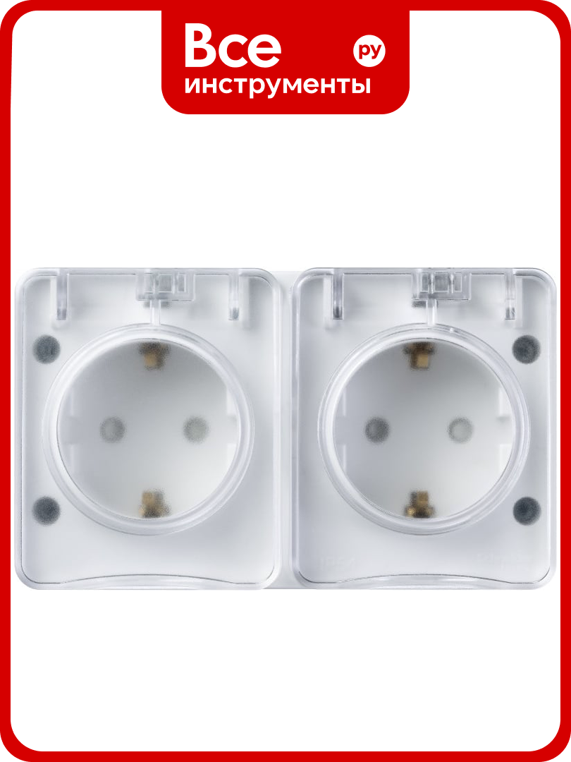 Двойная розетка Systeme Electric AtlasDesign PROFI IP54 открытой установки с заземлением со шторками 16А