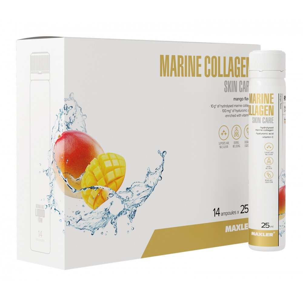 Maxler Germany Marine Collagen Skin Care, 1 ампула (25 мл) * 14 шт, Вкус Strawberry / Клубника