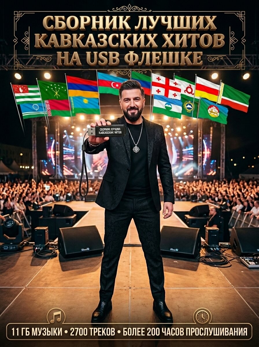 Сборник Лучших кавказских хитов на USB флешке.