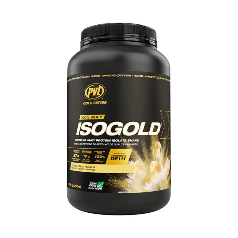 PVL Iso Gold 2 фунта Банановый крем. Для восстановления и роста мышц. Произведено в Канаде