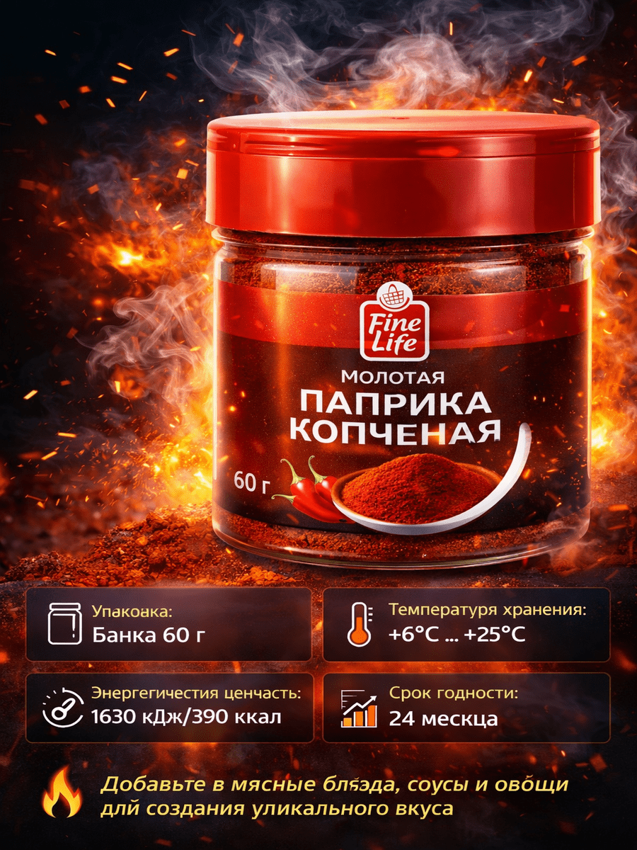 Fine Life Приправа паприка копченая, 60г