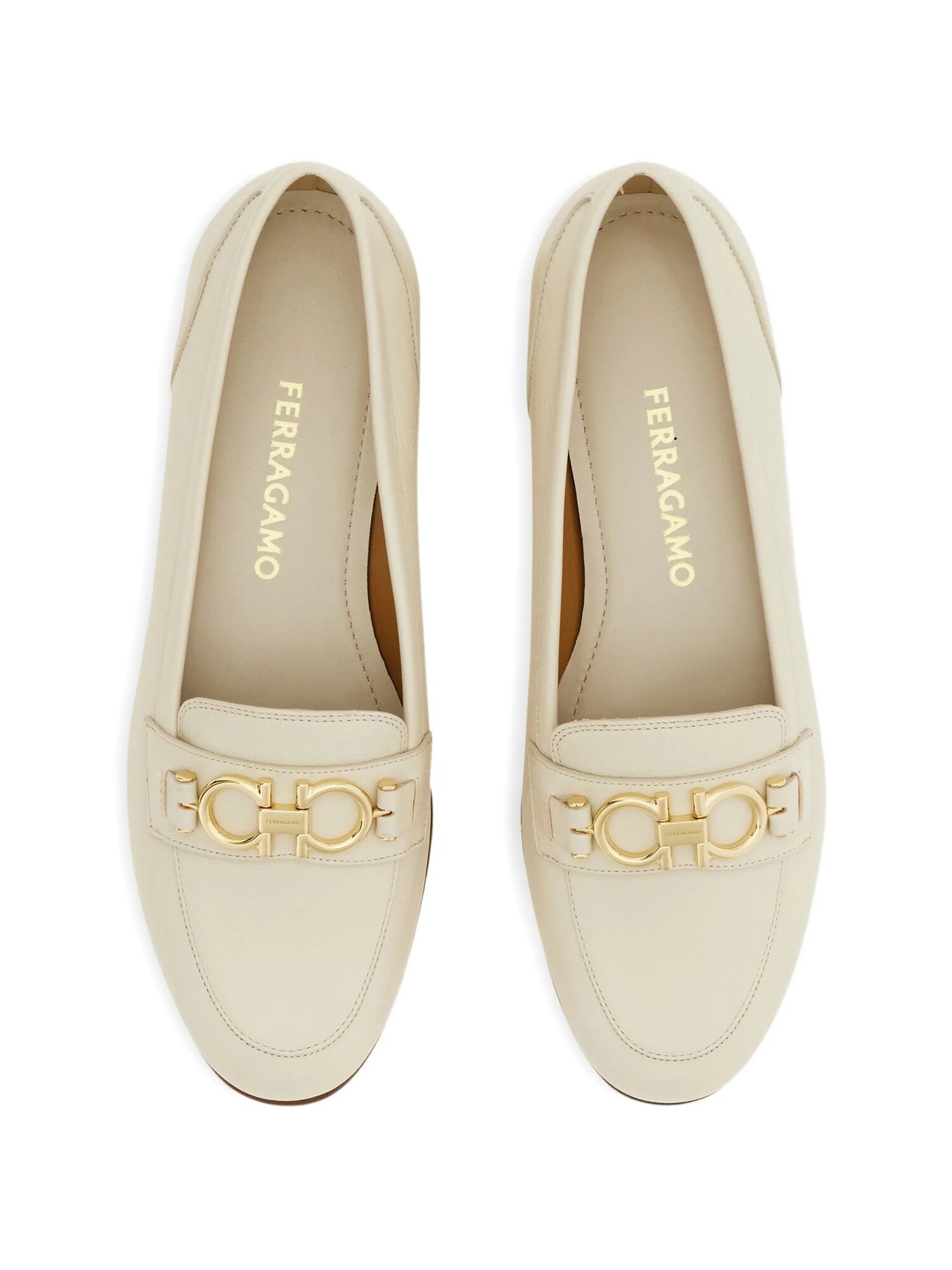Лоферы Ferragamo Gancini, размер 39, бежевый/белый — фото 1