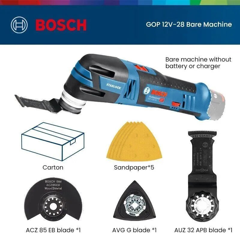 Бесщеточный аккумуляторный реноватор Bosch GOP 12V-28 (12В / 10.8В, без АКБ и ЗУ, тушка)