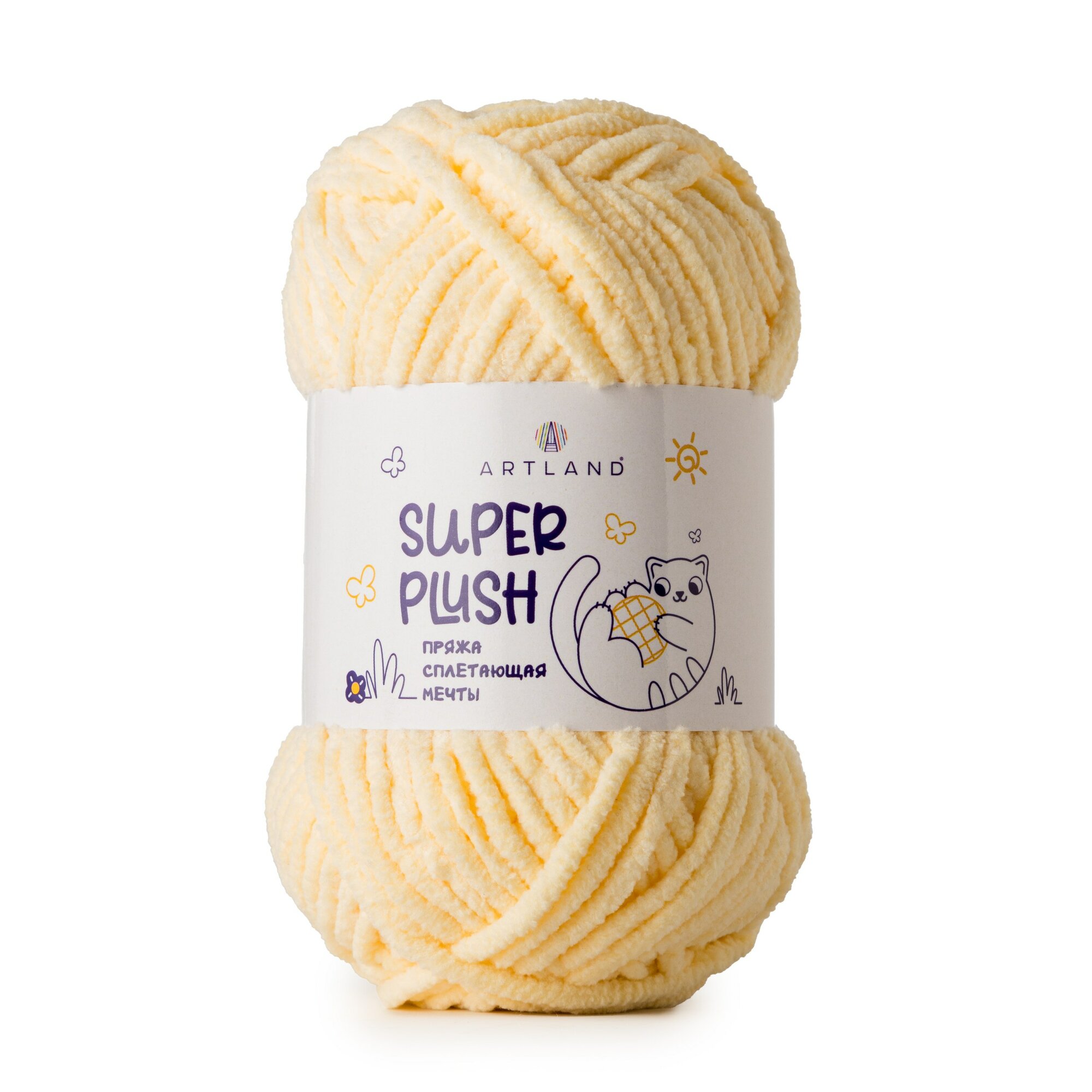 Пряжа для вязания плюшевая Super Plush Artland 1 моток (60 м, 50гр), цвет 22 желтый
