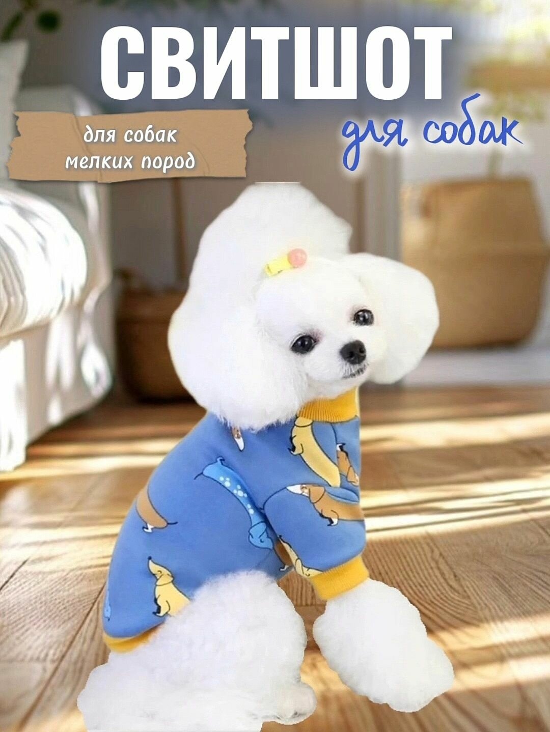 Свитшот для животных, синий, XL