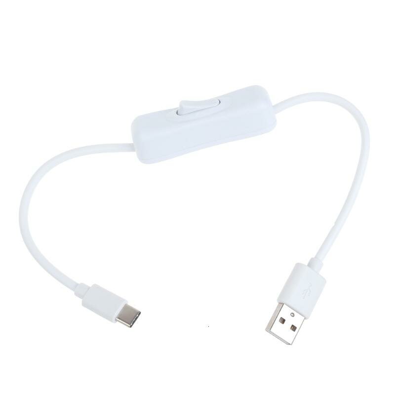 Кабель USB-C — USB-A с выключателем для Raspberry Pi 4B, Белый - 30cm