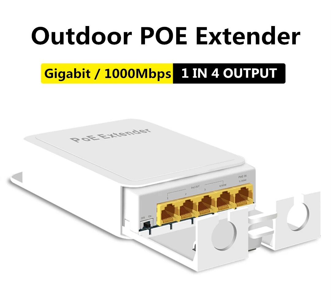 POE Extender Gigabit 1 в 4, Outdoor