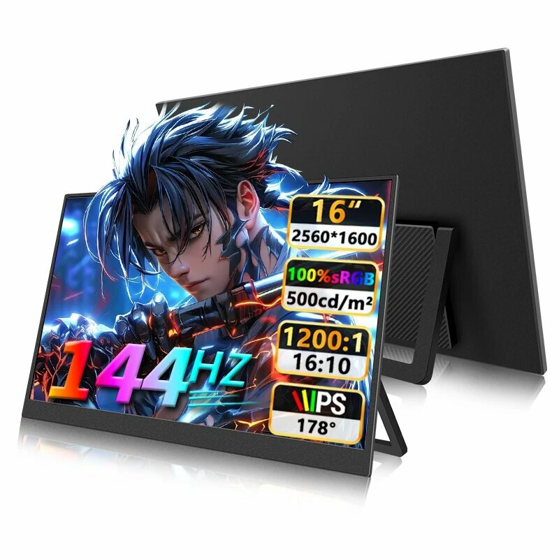 16-дюймовый Портативный Игровой Монитор 2.5K 144 Гц QHD IPS С USB-C И HDMI, Внешний Дисплей, Второй Экран Для Ноутбуков, Mac