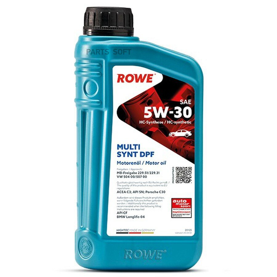 Моторное масло HIGHTEC MULTI SYNT DPF SAE 5W30 1L от официального дистрибьютора, ROWE, артикул 20125001099