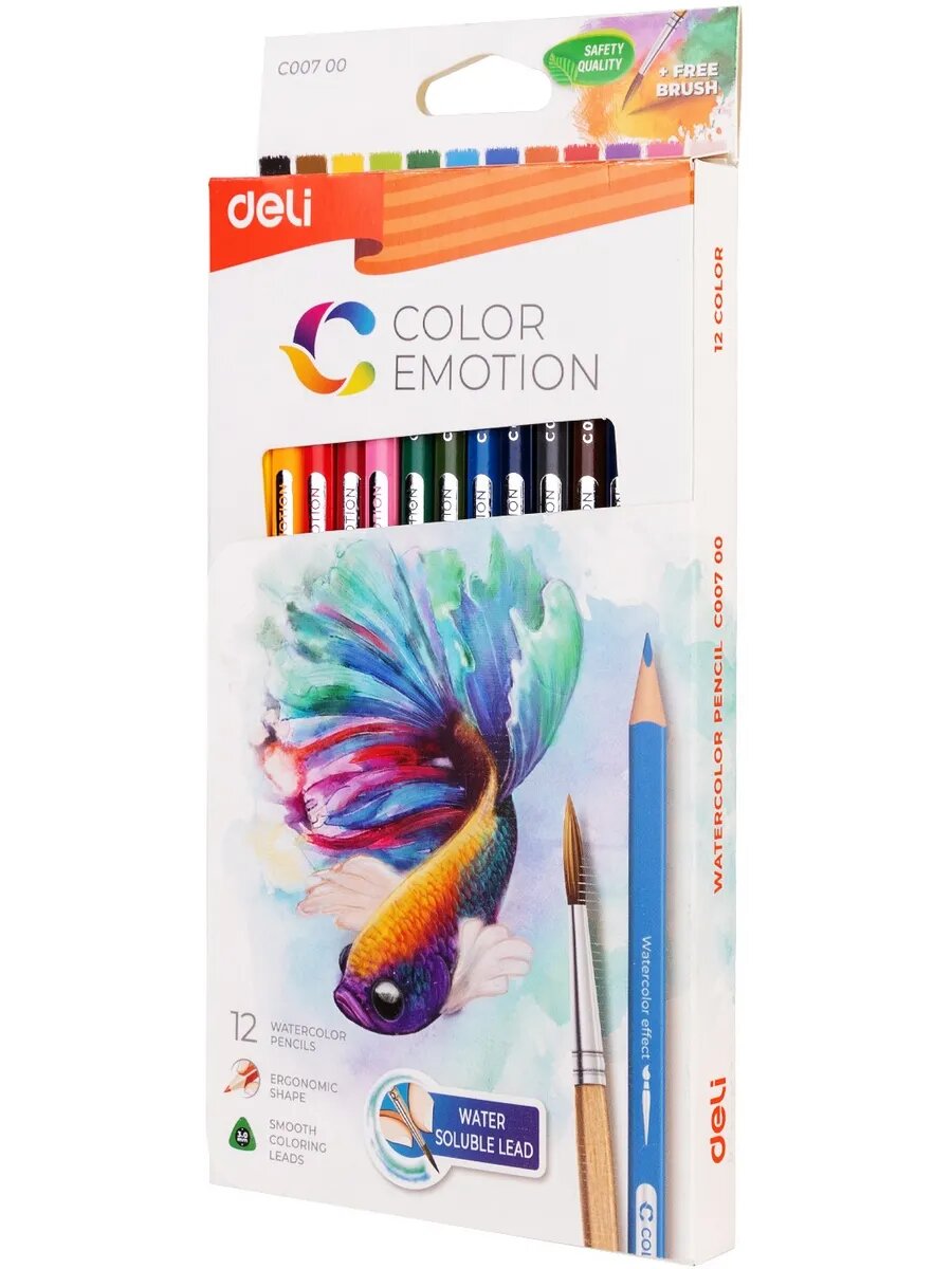 Карандаши 12 цветов акварельные Color Emotion липа (EC00700)
