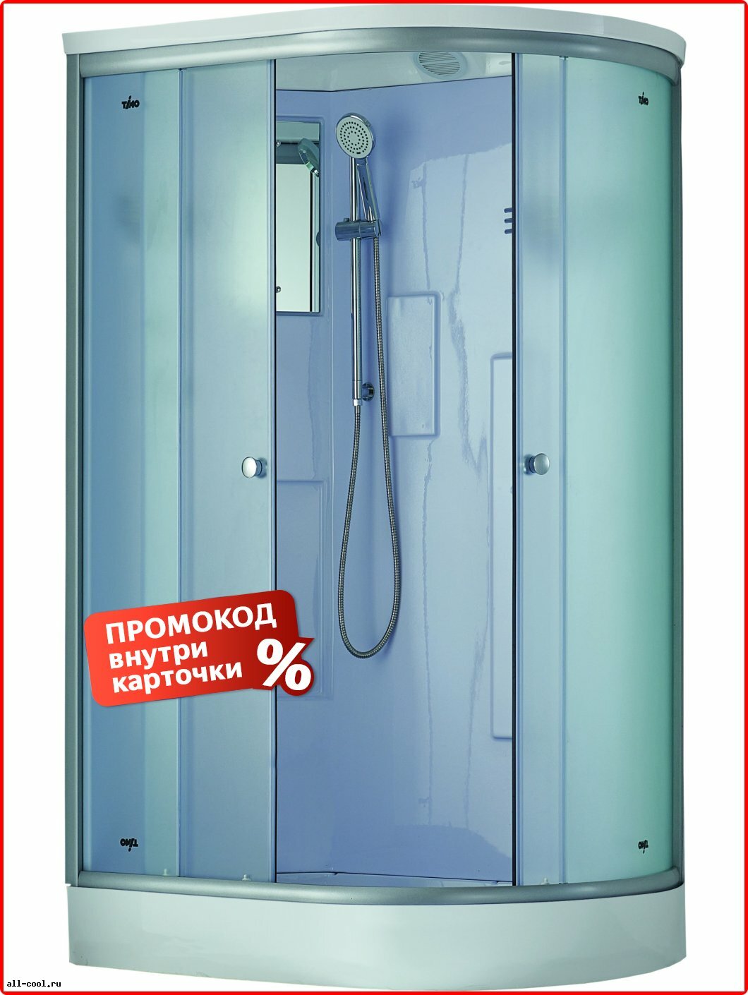 Душевая кабина Timo Galileo 120x85 низкий поддон, асимметричная, серебристый
