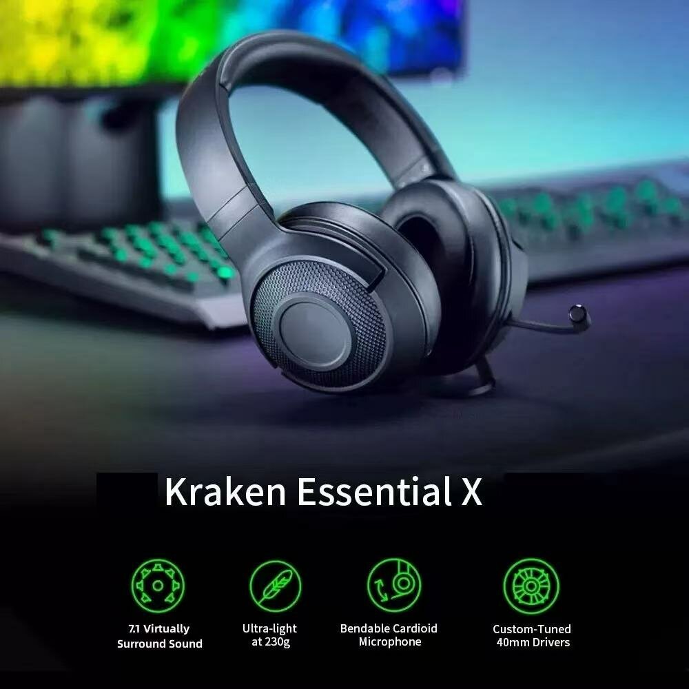 Гарнитура игровая Razer Kraken X Lite RZ04-02950100-R381, вкладыши, оголовье, черный