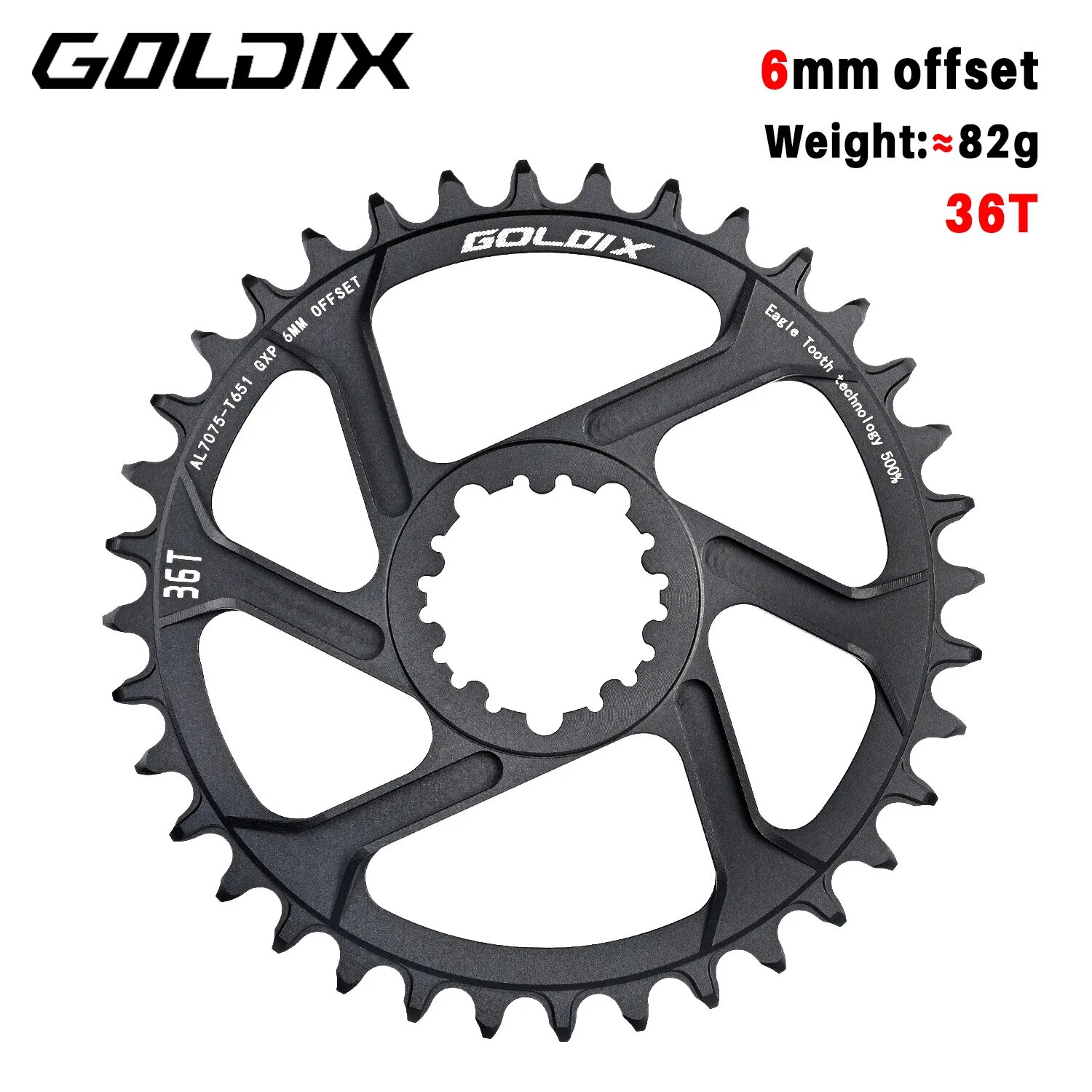 Звездочка SRAM Direct Mount 34-40 зубов алюминиевая 3 болта 6mm offset 36T