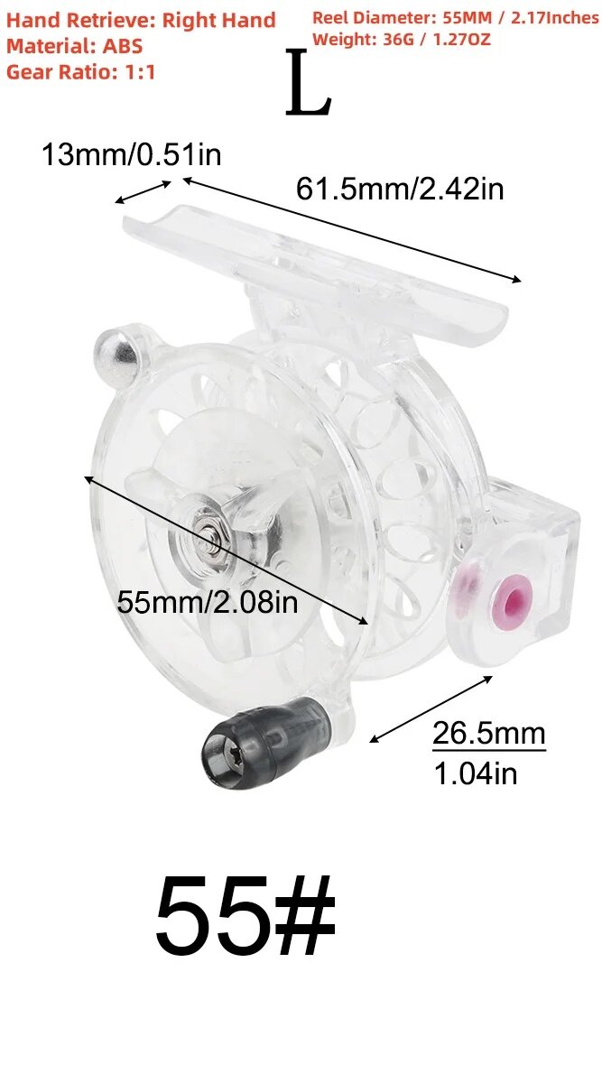Мини-катушка Pesca черная для зимней подледной рыбалки Белый, Type-4 Size L