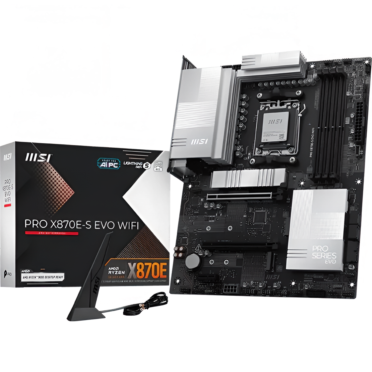 Материнская плата MSI PRO X870E-S EVO WIFI (AM5/AMD X870E/4xDDR5/2xPCI-Ex16/3xM.2/SB/Wi-Fi/BT/GLAN/HDMI/USB4 Type-C/ATX)