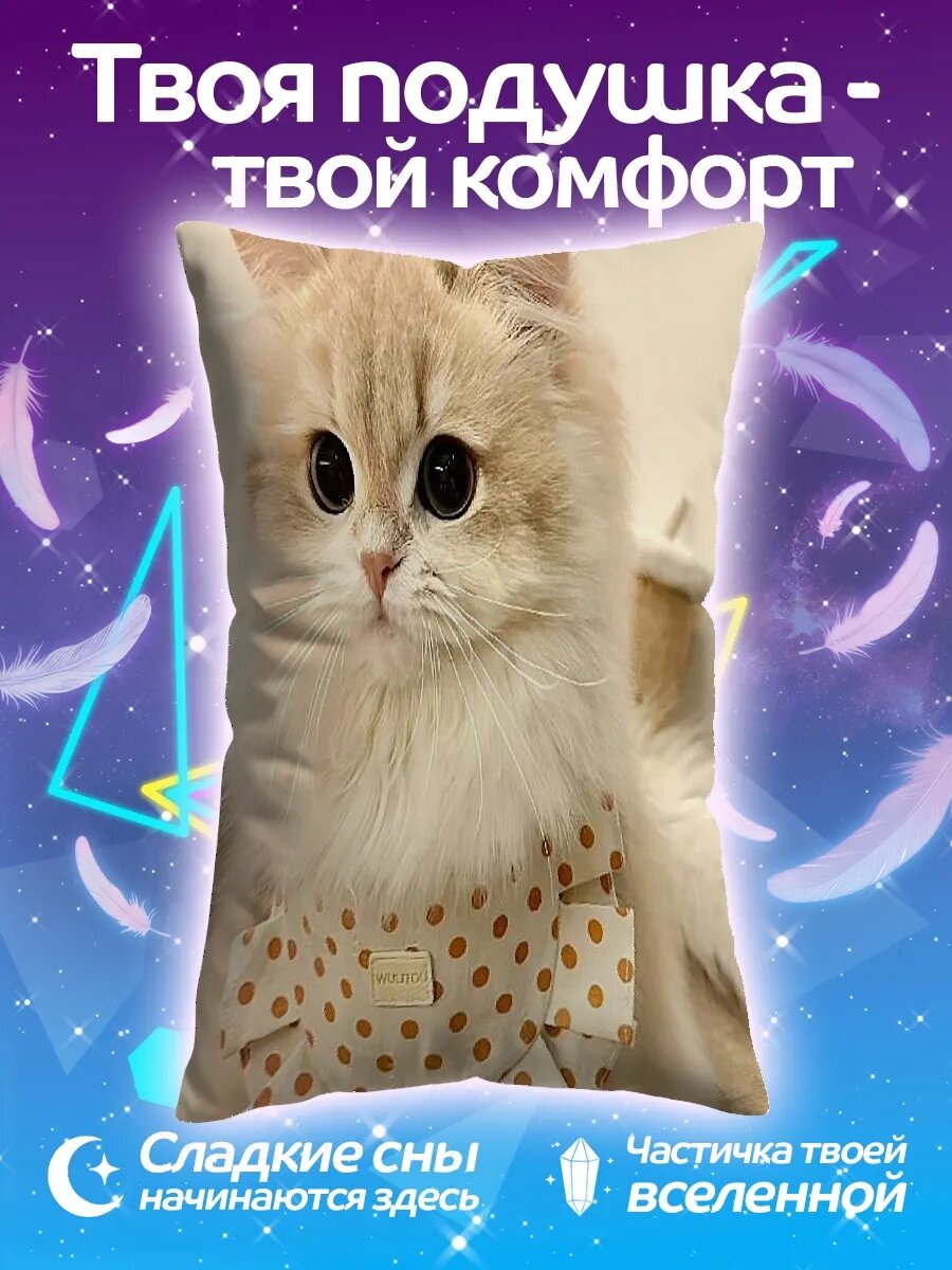 Подушка дакимакура Пушистый кот в бандане
