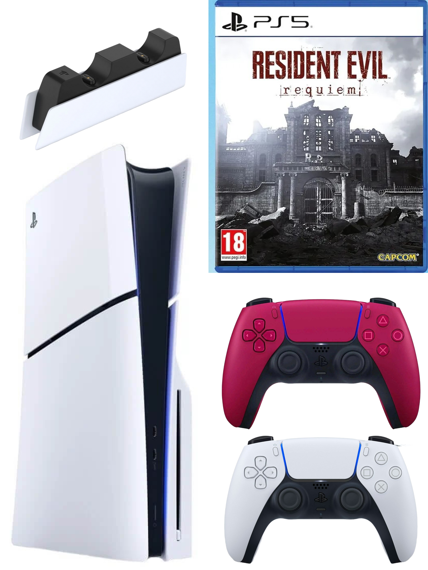 Игровая приставка Sony PS 5 Slim, 1ТБ(с дисководом)+2 геймпад+Зарядная станция+Resident Evil Requiem(подробности в чате)