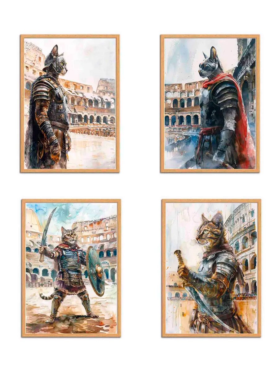 Кот Корат Гладиатор, 4 Плаката, 30x21см