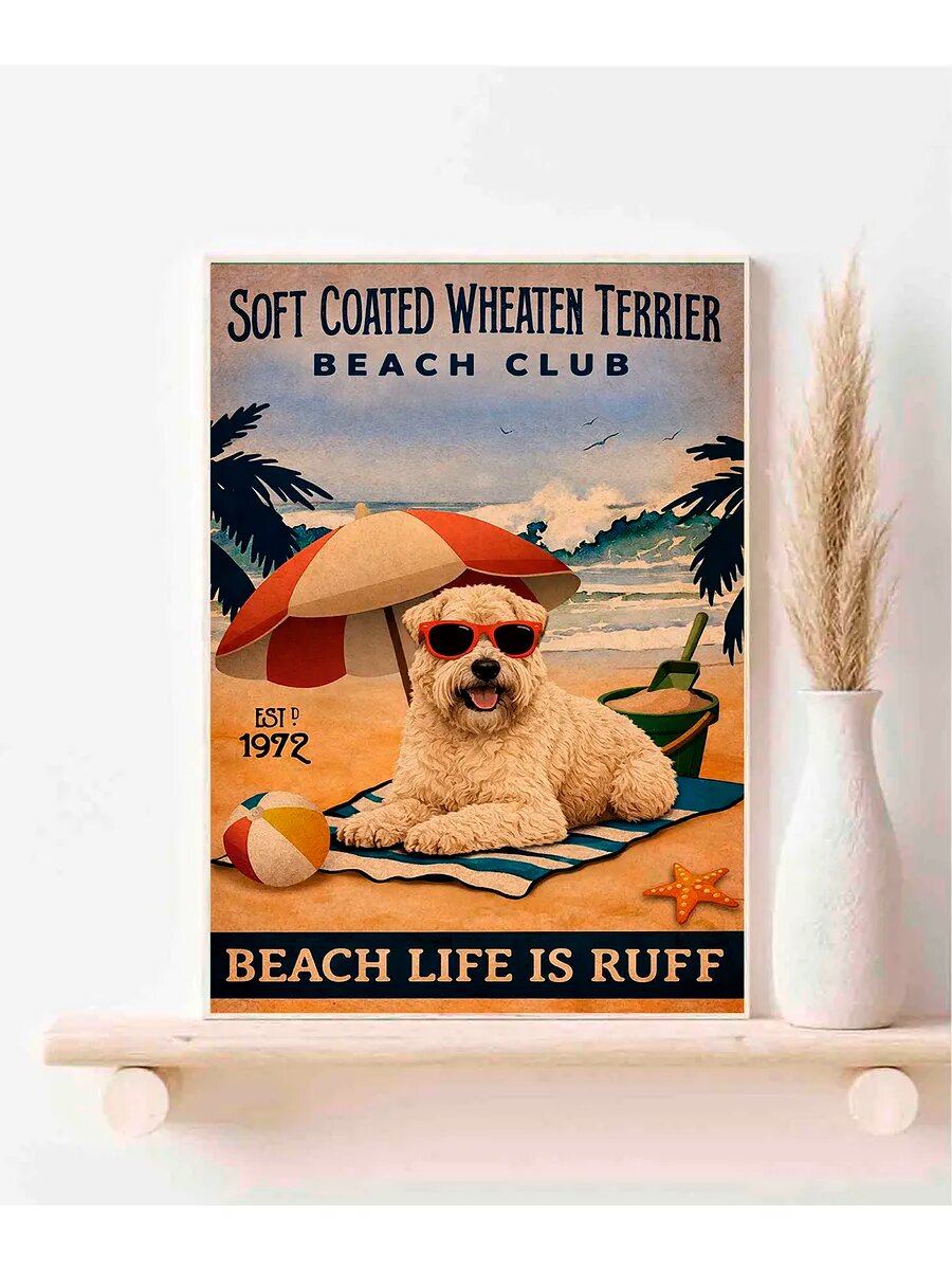Мягкошёрстный пшеничный терьер, Beach Life N2, Плакат 30x42