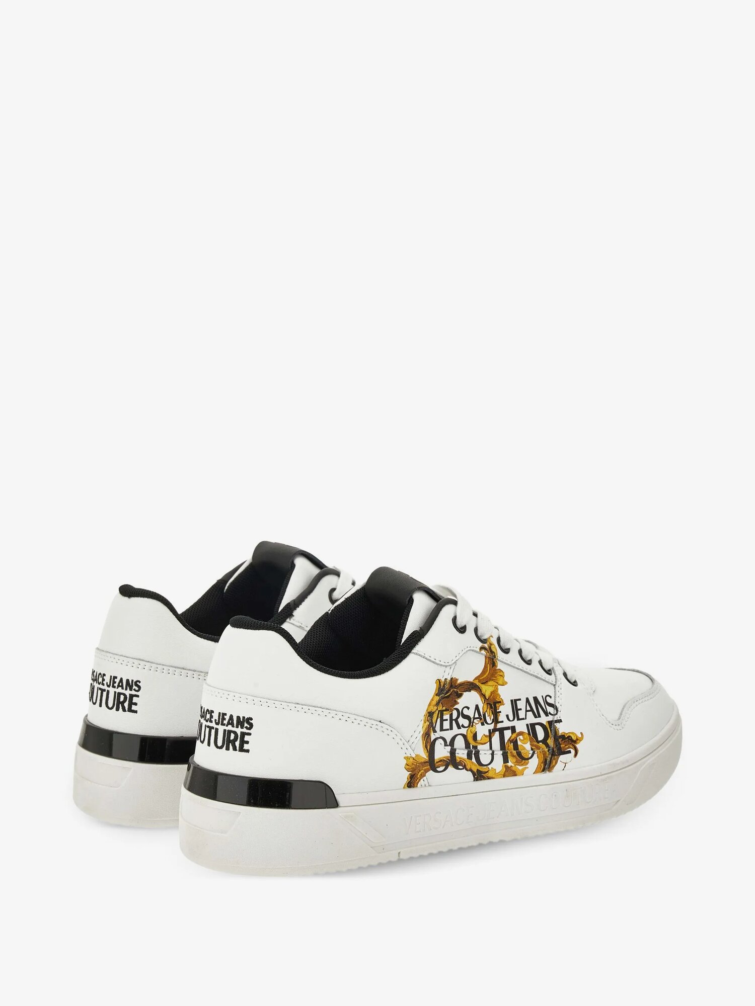 Кроссовки Versace Jeans Couture Logo-print leather trainers, размер 42, бежевый/белый — фото 1
