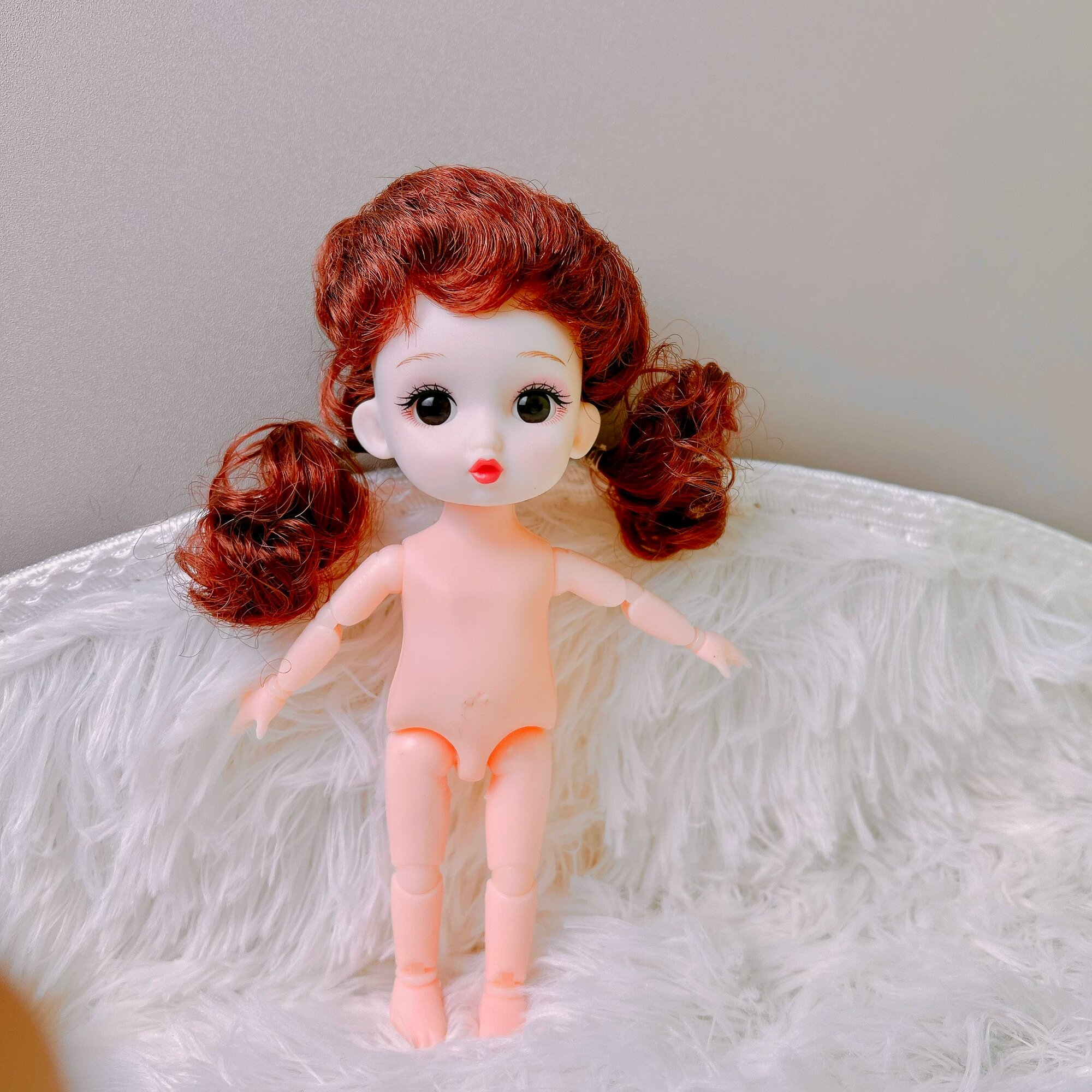 Две косы голова без тела 13-суставная кукла с 3D глазами для переодевания, 16-17 см, отдельно голова без тела