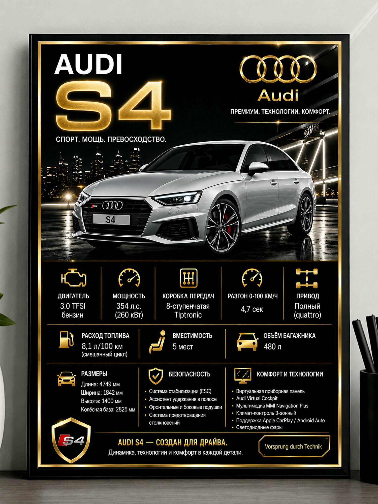 Постер + Рамка. " Audi S4 " — фото 1