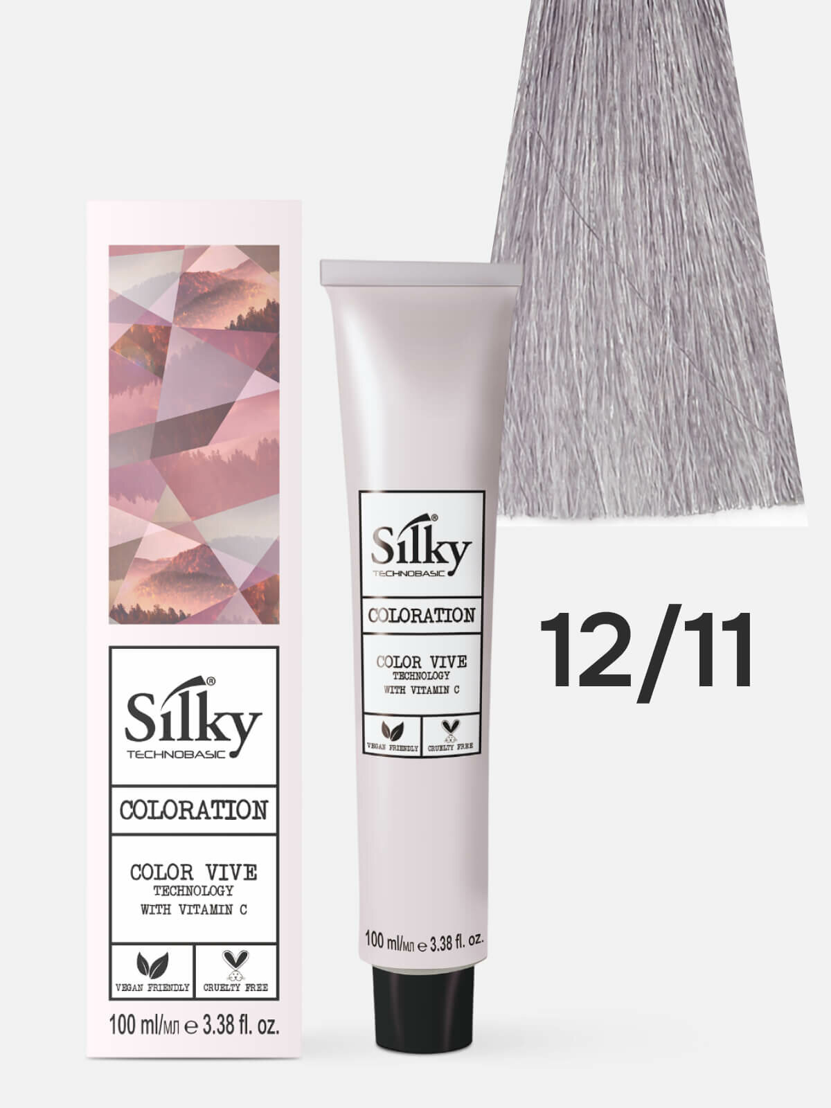 Крем - краска для осветления волос профессиональная Silky Color Vive/Ultralift 12/11 Суперосветляющий блонд Интенсивный пепельный, 100 мл