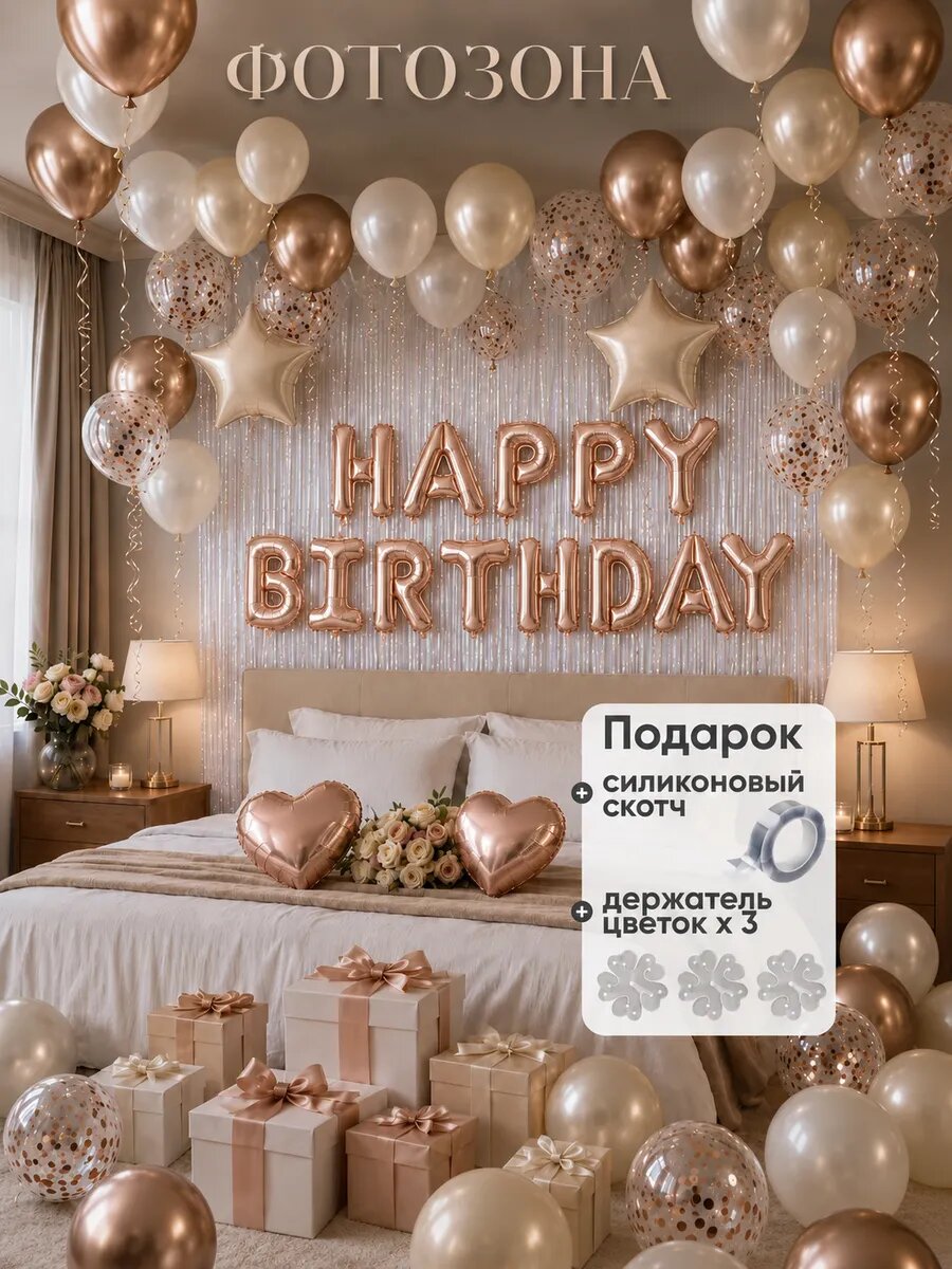 Воздушные шары Happy Birthday фотозона День Рождения