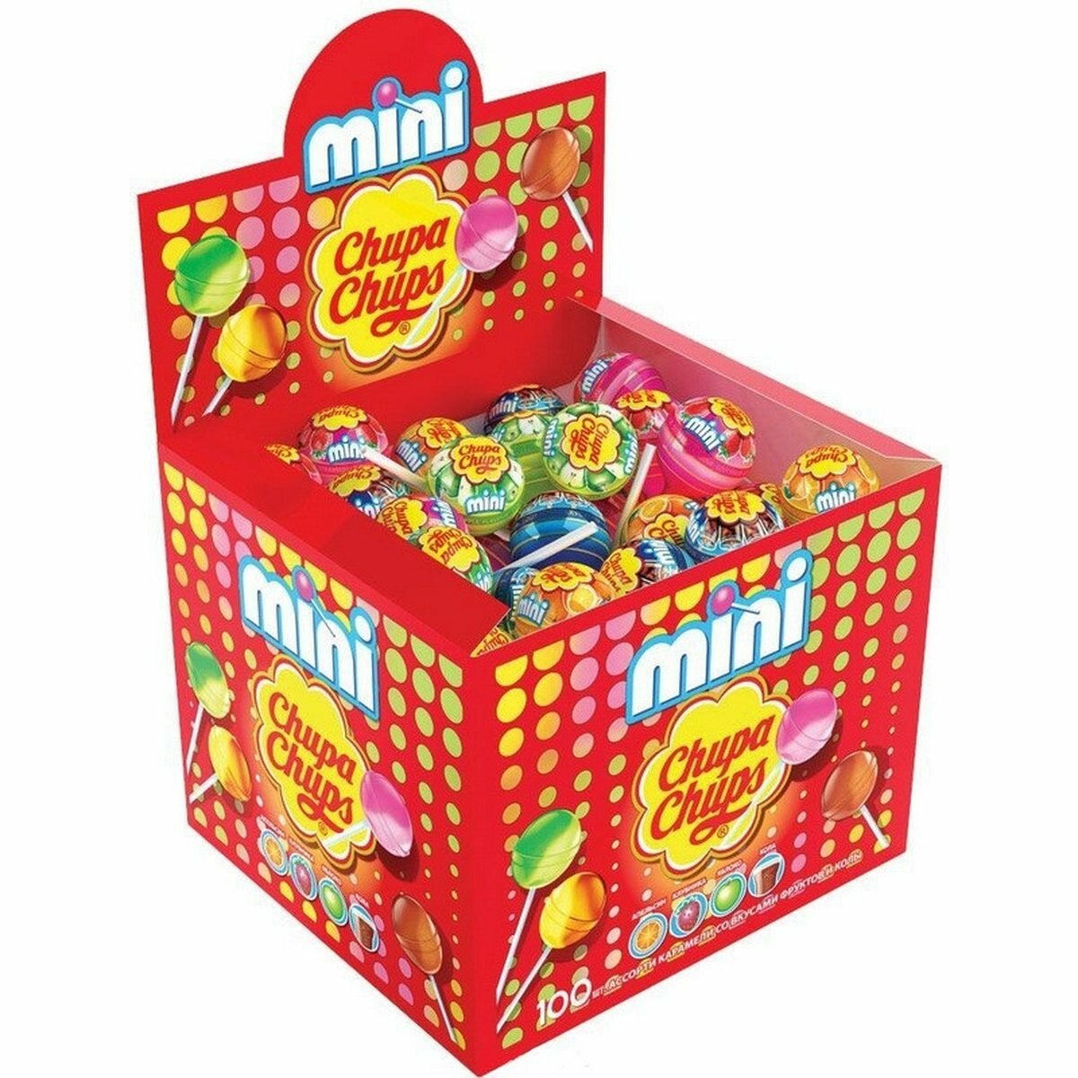 Карамель на палочке Chupa Chups mini (100шт. в упаковке), 12 уп.