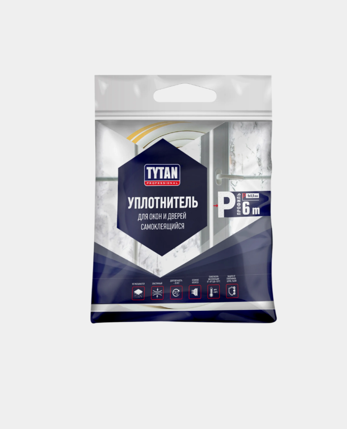 Уплотнитель для окон и дверей Professional p 6 м, 9x5.5 мм, черный 260669 19880