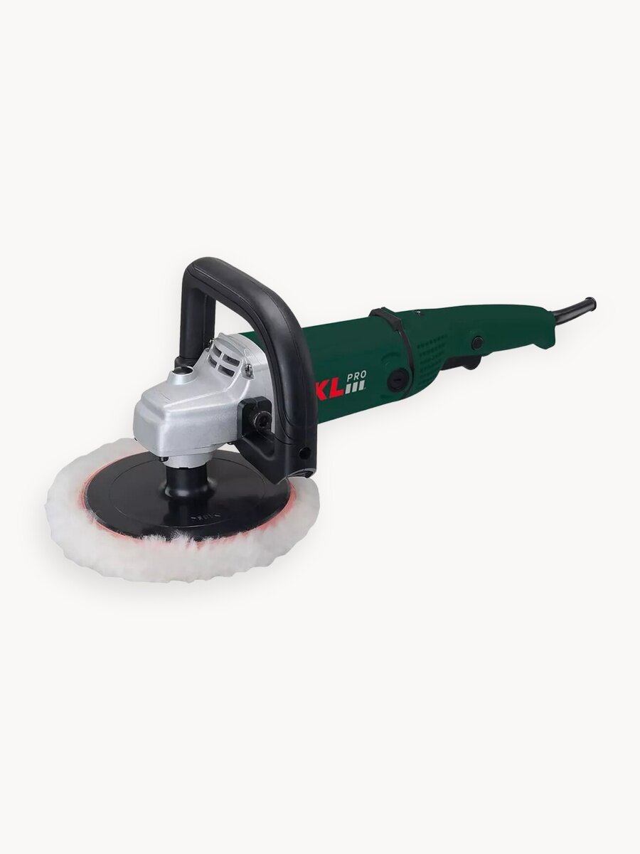 Профессиональная полировальная угловая машина KLPRO KLPJ42180 (1400вт, 3300 об/мин, 230мм, шерстяной войлок в комплекте)
