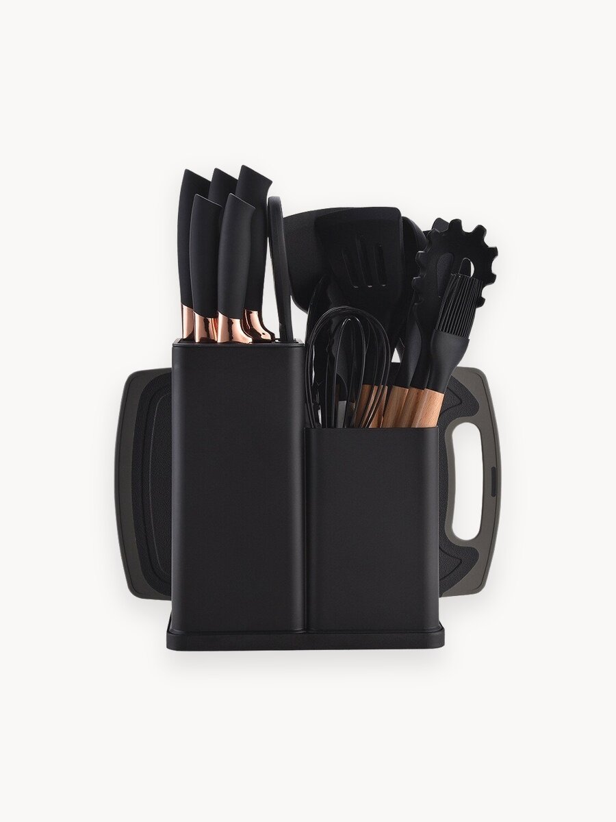 Набор кухонных предметов / кухонный набор / кухонные принадлежности / кухонная навеска / 18 предметов / Черный цвет