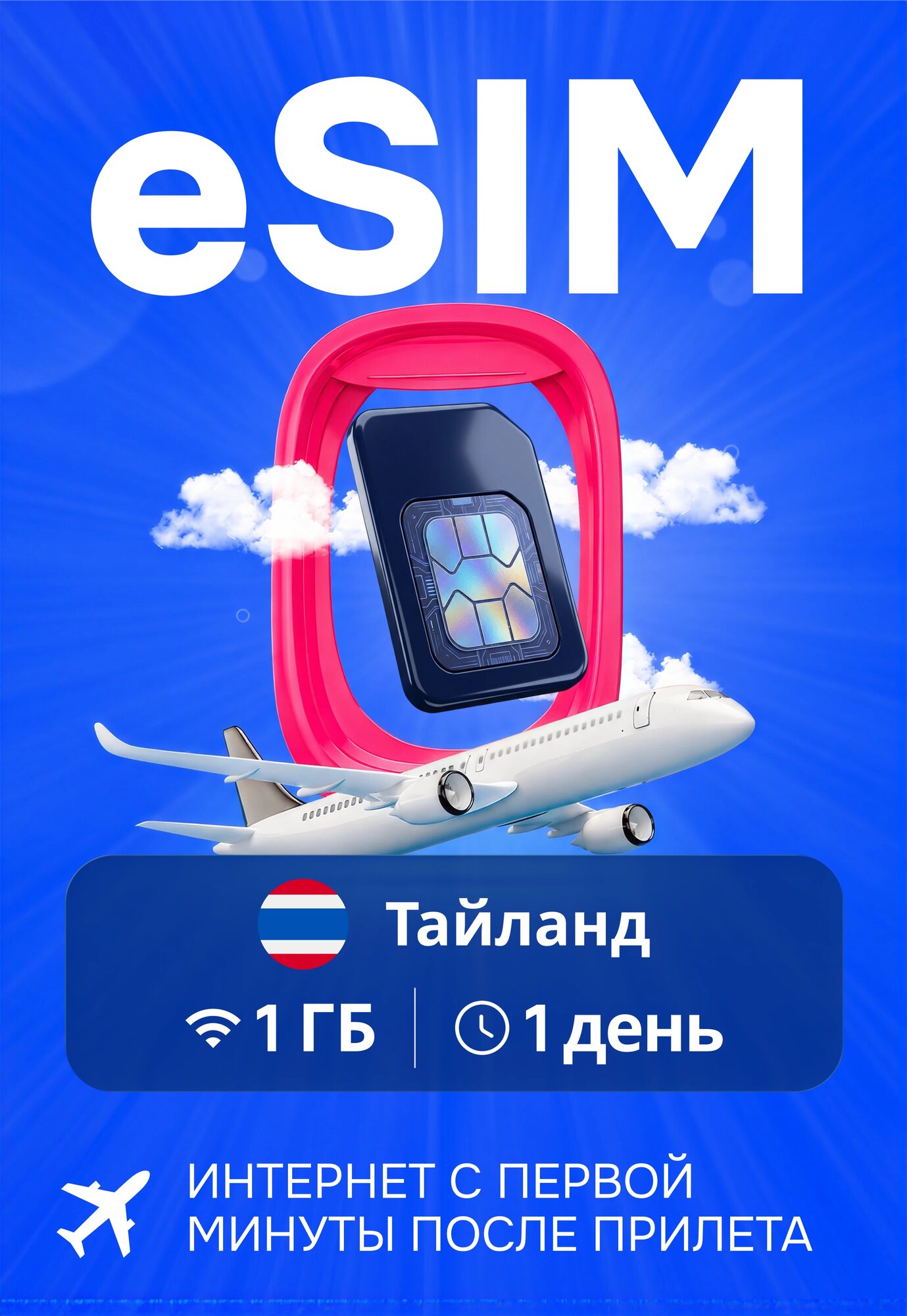 ESim Таиланд 1 Гб. 1 день (3G/4G/5G) (iOS, iPadOS, Android; Регион активации Таиланд)