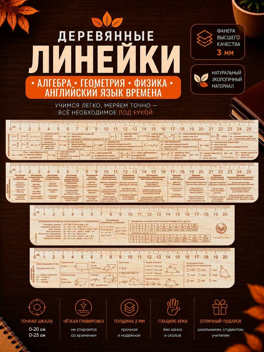 Справочные линейки шпаргалки 4 шт