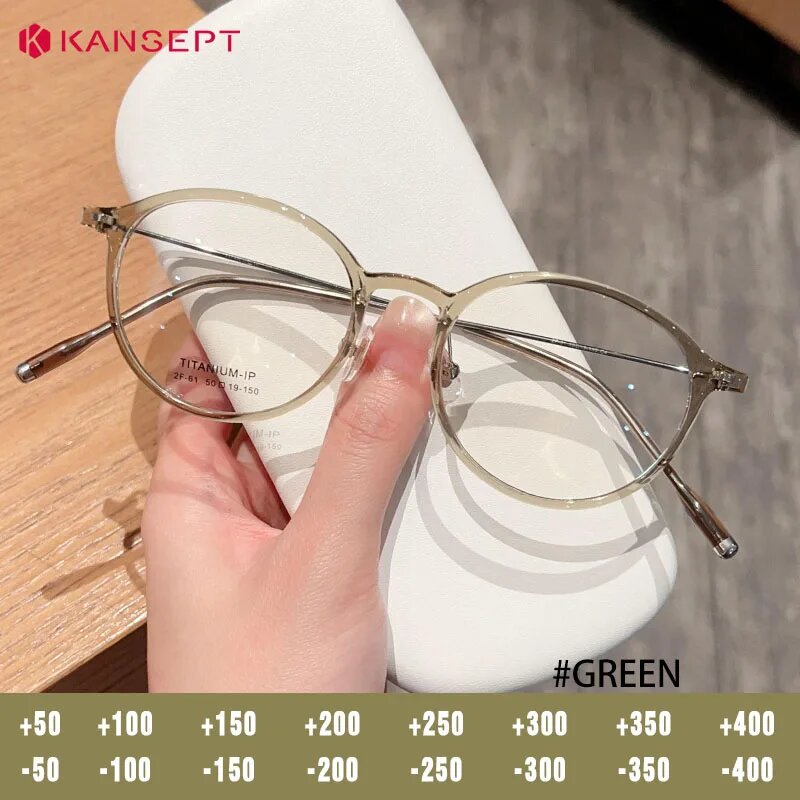 Очки для чтения KANSEPT Plus 2F61-GREEN, титан, рецепт