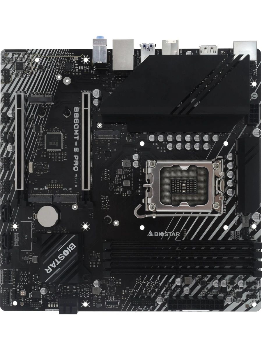 Материнская плата Biostar B860MT-E PRO Soc-1851 Intel B860 4xDDR5 mATX AC`97 8ch(7.1) 2.5Gg RAID+HDMI+DP